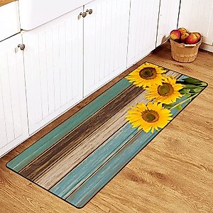 Sunflower Kitchen Rugs Non-Slip Fall Kitchen Mat Bathroom Rug Runner Carpet Farmhouse Sunflower Decor fot Home Hallway Sink Stove Laundry 39x20 Inch