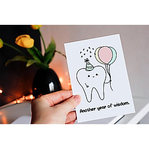 OwingsDesignsPerfect Another Year Of Wisdom Card - Tooth Pun Card - Dentist Birthday Card - Cute Medical Card - Dental Pun Card - Medical Pun Card - Orthodontist Card - Greeting Card