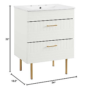 Modway Daybreak Bathroom Vanity, 24" with White Sink