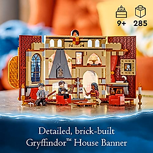Lego Harry Potter Gryffindor House Banner Set 76409, Hogwarts Castle Common Room Toy or Wall Display, Fold Up Travel Toy, Collectible with 3 Minifigures