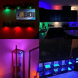 UYICOO LED Puck Lights with Remote Control, Wireless Color Changing Dimmable Under Cabinet Lighting, 3500K USB Rechargeable Battery Lights with Timing, Under Counter Lights for Closet