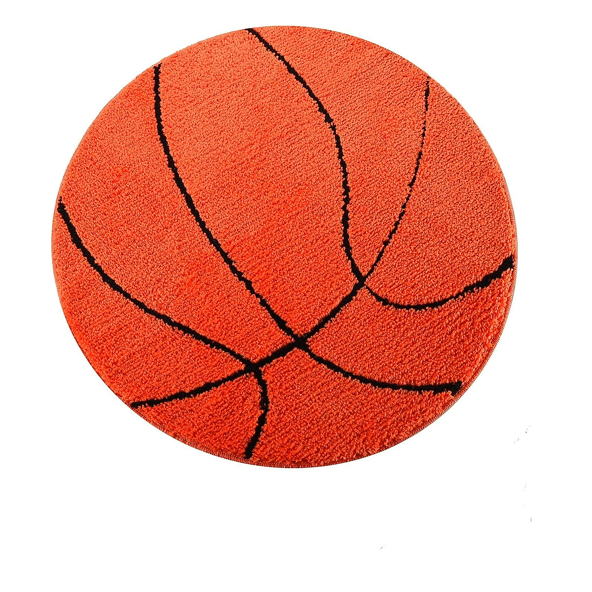 MSYA Basketball Rug, Soft and Fluffy Basketball Rug for Boys Bedroom Microfabric Round Bathroom Rug, Round Area Rug for Living Bathroom Rugs Soccer Decor for Boys Room 31.5 inches (Orange)