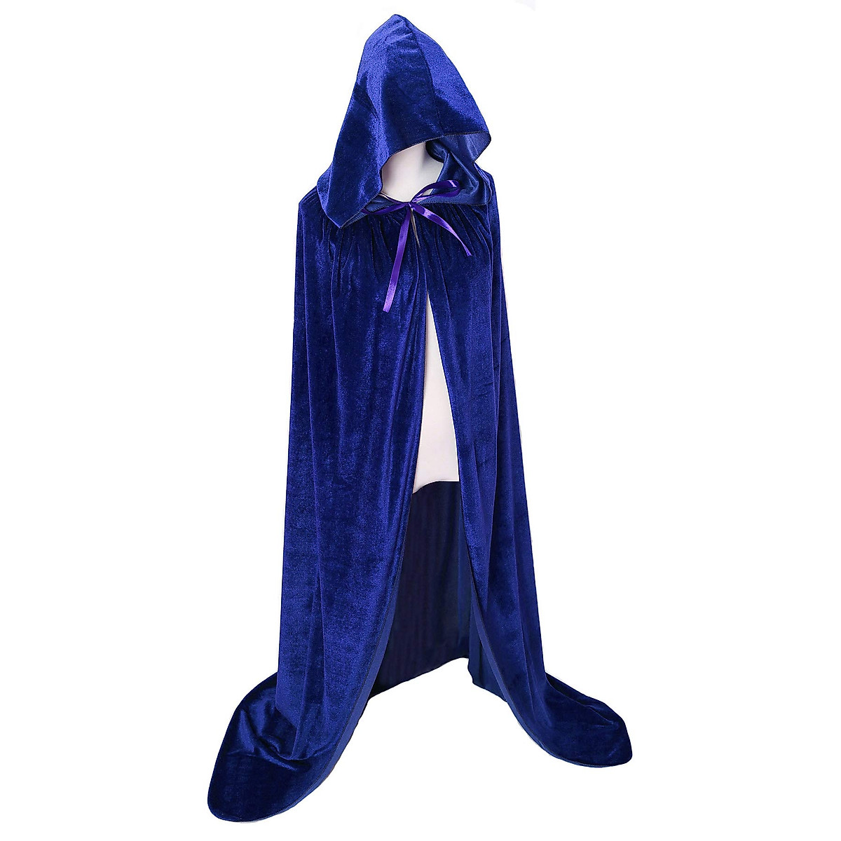 OurLore Unisex Full Length Hooded Robe Cloak Long Velvet Cape Cosplay Costume 59 inch(Blue)