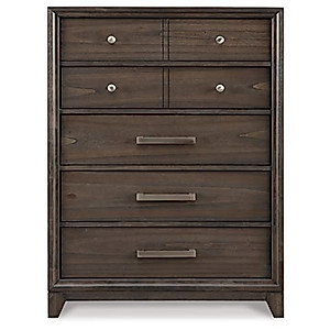 Signature Design by Ashley Brueban Transitional Contemporary 5 Drawer Chest with Dovetail Construction, Chestnut Brown