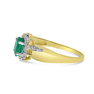 Direct-Jewelry 10k Yellow Gold Oval Emerald And Diamond Ring (Size 9.5)