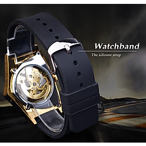 Winner Transparent Man Mechanical Watches Skeleton Dial Triangle Wrist Watch Silicone Strap Military Watch Punk Reloj Hombre