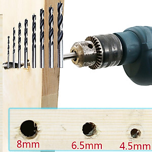 KEWAYO 8PCS Brad Point Drill Bits 3 to 10mm Spiral Twist Wood Drill Bits Set for Soft, Drill Bit Set, Brad Point, Black