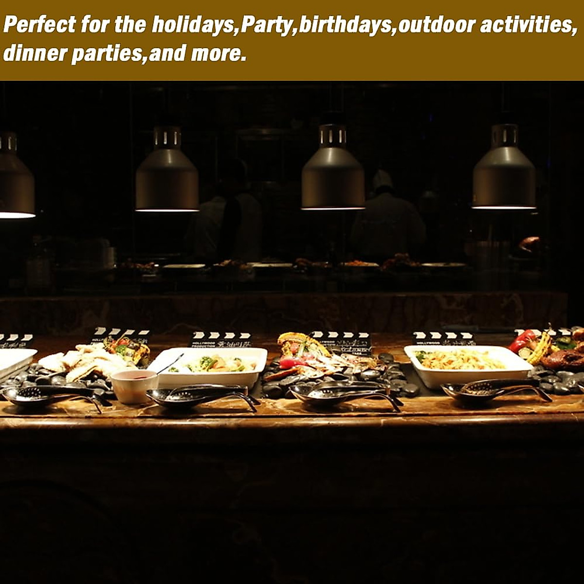 Txhlyx X-Large Buffet Serving Spoon,Square head Spoon,316L Stainless Steel Heavy duty Serving Spoon,Dishwasher Safe 9.5 inches 2Pack