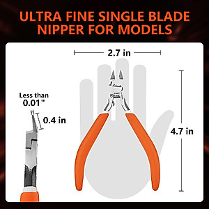 mshandto Model Nippers, 4.7" Ultra Thin Single Blade Gundam Nippers, Sprue Cutter Hobby Nippers, Model Kit Nippers for Plastic Gunpla Model Building with Protective Cover and Spring