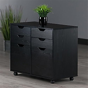Winsome Halifax Storage Mobile Cabinets, 2 Doors, 4 Drawers, for Home Office, Black