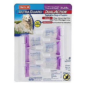 Hartz UltraGuard Dual Action Flea & Tick Topical Dog Treatment and Flea and Tick Prevention, 6 Months,31-60 Pound Dogs
