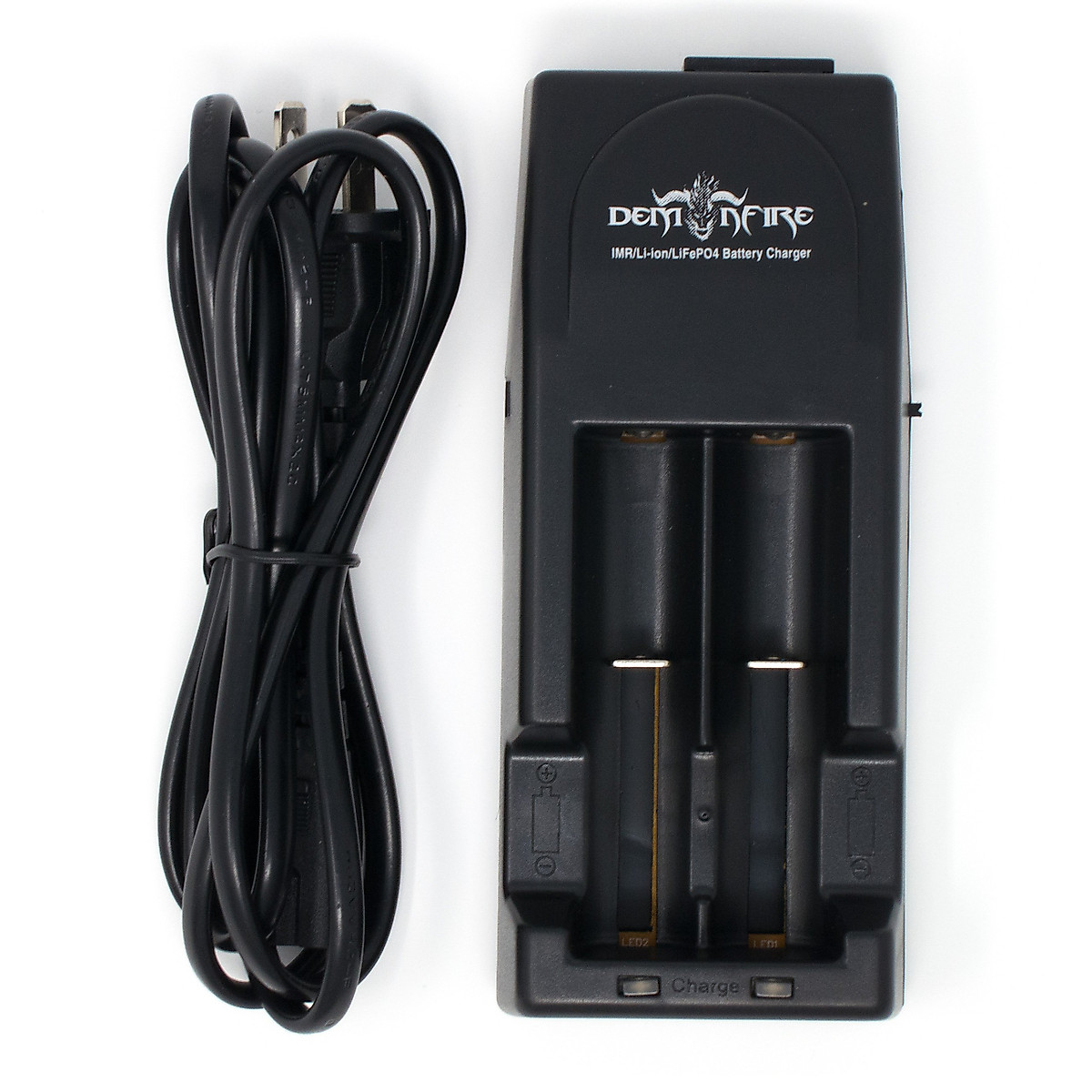 Demonfire 18350 1200mAh 3.7V High Drain LiMn IMR Rechargeable Battery with Button Top (2 Pieces) D1 Charger