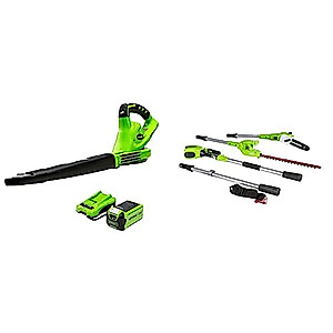 Greenworks 40V Leaf Blower and Pole Saw Combo Kit,2.0Ah Battery and Charger Included