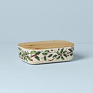 Lenox 893501 Holiday Rectangular Server With Wooden Lid