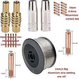 PreAsion 200Amp Spool Gun 3 Meters Cables Fit Miller 300371 Spoolmate 100 Series Miller 180 Aluminum Stainless Steel Iron with 1.1LB 0.8MM Aluminum Welding Wire20pcs Contact Tips