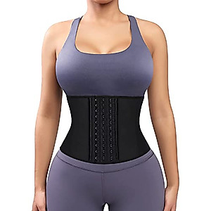 FeelinGirl Women Short Torso Latex Waist Trainer Corset Waist Trainer Breathable Waist Trimmer Hourglass