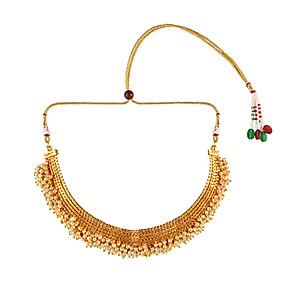 Efulgenz Indian Jewelry Sets for Women Gold Tone Pearl Choker Necklace Indian Bollywood Faux Pearl Beads Bridal Choker Necklace Earrings Bracelet Bangles Ring Jewelry Set