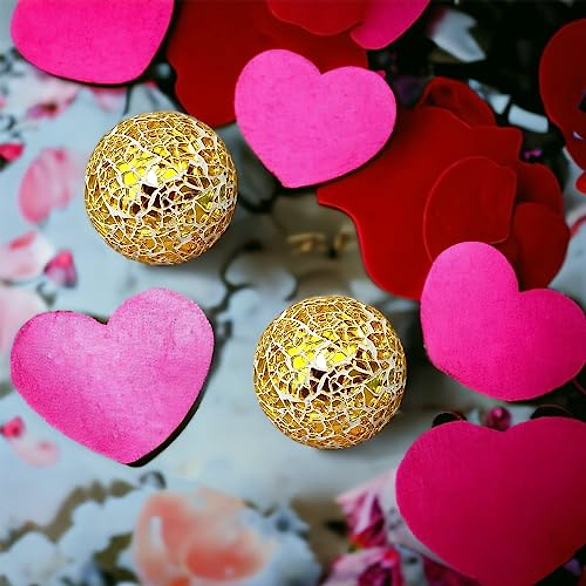 v2croft 2.4 in Decorative Orbs Glass Balls Set of 6,Mosaic Sphere Globe for Whole Housewares,Wedding/Birthday,Bowls,Vases Dining Table Centerpieces (Gold)