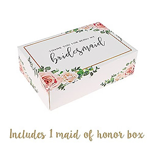 Bridesmaid Thank You Box Set {6 Pack} 1 Maid of Honor Thank You Box and 5 Bridesmaid Thank You Boxes I Thank You For Being My Bridesmaid | Bridesmaid Box for Bridesmaid Gifts | Floral Style