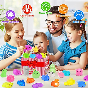 OCATO 40Pcs Mochi Squishys Toys Mini Squishies 2nd Generation Glitter Animal Squishies Party Favors for Kids Adults Stress Relief Toy Treasure Box Prize Classroom Valentine Prizes Easter Egg Fillers