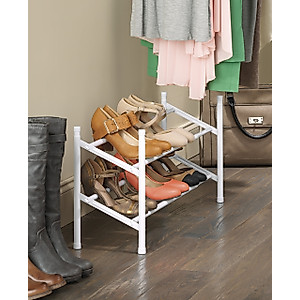 Whitmor, White 2-Tier Expandable and Stackable Shoe Rack
