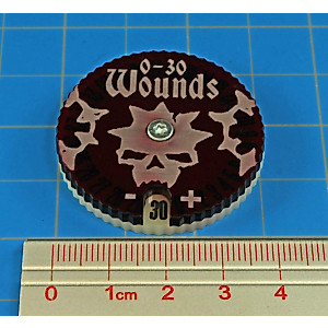 LITKO Wound Dials | Warhammer Age of Sigmar: Warcry | Health Tracker | Damage Counter | Translucent Red & Ivory (Numbered 0-30 (Single Dial))