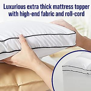 HYLEORY Queen Size Mattress Topper for Back Pain, Extra Thick Cooling Mattress Pad Cover, Down Alternative Overfilled Plush Pillow Top with 8-21 Inch Deep Pocket