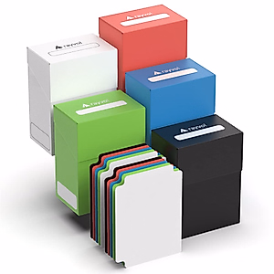 Rayvol 5 Card Deck Box with 2 Dividers/Box - Set of 5 Card Boxes for TCG (Blue, Red, Green, Black, White)