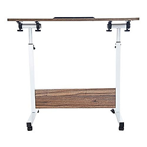 Bed Side Table for Eating and Laptops,Wooden Computer Desk with Wheels Adjustable Height Lifted and Foldable 80cm50cm for Household (Yellow)