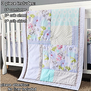 Brandream Baby Girl Purple Butterfly Crib Bedding Set Sweet Nursery Bedding 3 Piece Farmhouse Comforter Set,Fitted Sheet, Crib Skirt