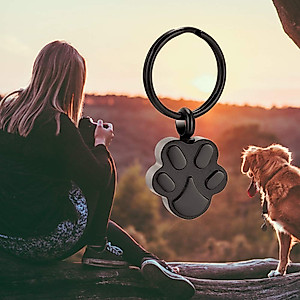 shajwo Cremation Ash Urn Keychain for Pet Ashes Cremation Jewelry for Human Ashes Dog Cat Cremation Keepsake Memorial Urn Keychain Ash Holder for Women Men (Paw Black