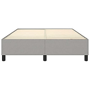 vidaXL Box Spring Bed Frame Home Indoor Bedroom Bed Accessory Wooden Upholstered Double Bed Base Furniture Light Gray 53.9"x74.8" Full Fabric