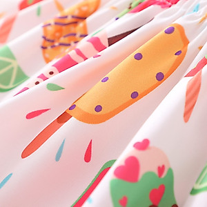 Girls Ice Cream Dress Sleeveless Toddler Summer Outfit Beach Tiered Smocked Sundress Kids Ruffle Dresses 6-7 Years