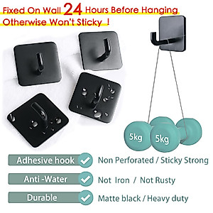 Aobanto Adhesive Wall Hooks 3 Heavy Duty m Hooks for Hanging Towel Hook Shower Door Hooks for Bathroom Kitchen Towel Holder Robe Hange(Black)