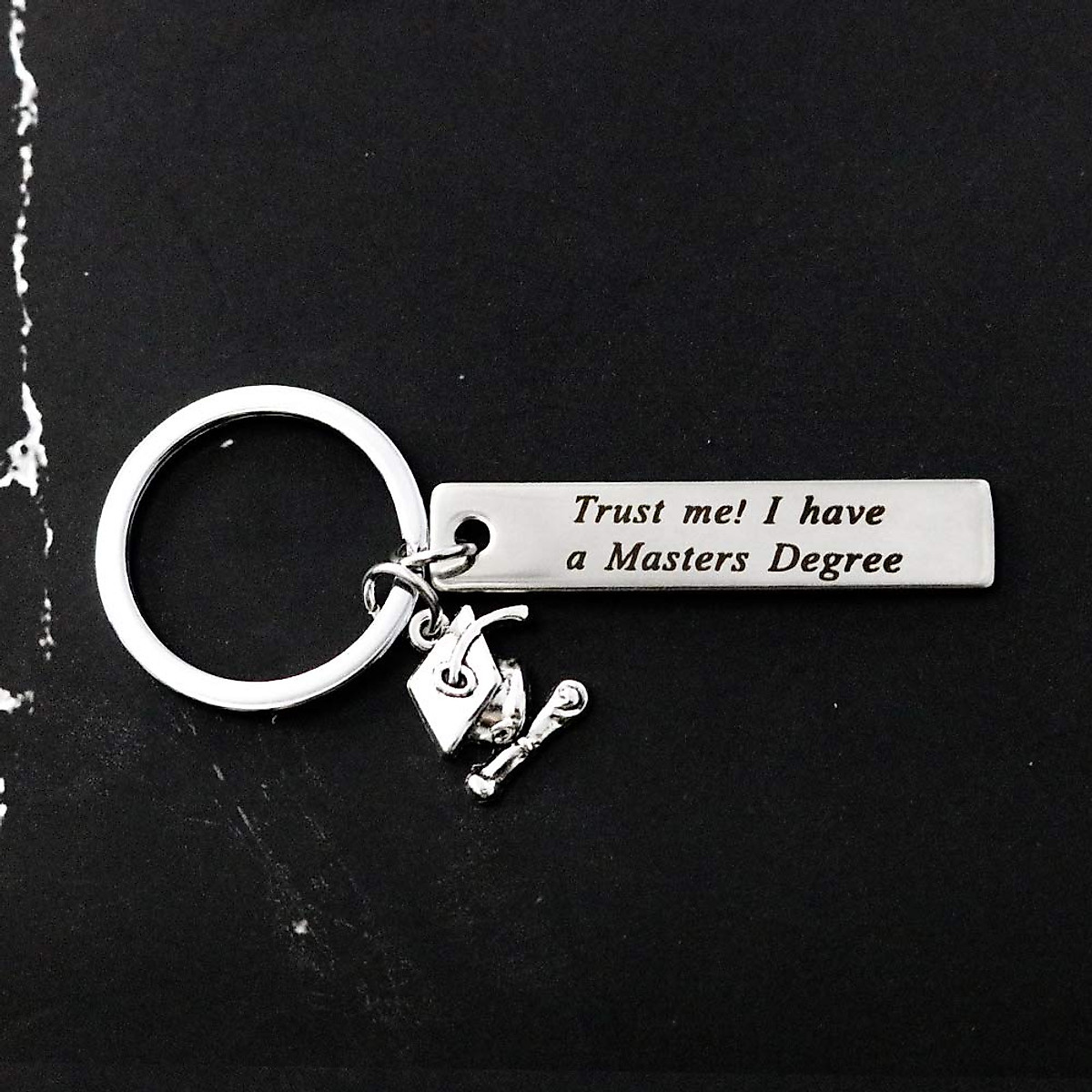 Meiligo Graduation Gift Jewelry College Grad Gift Keychain Trust me I Have a Masters Degree Keychain Masters Degree Gift for Her and Him (Masters Degree Keychain)
