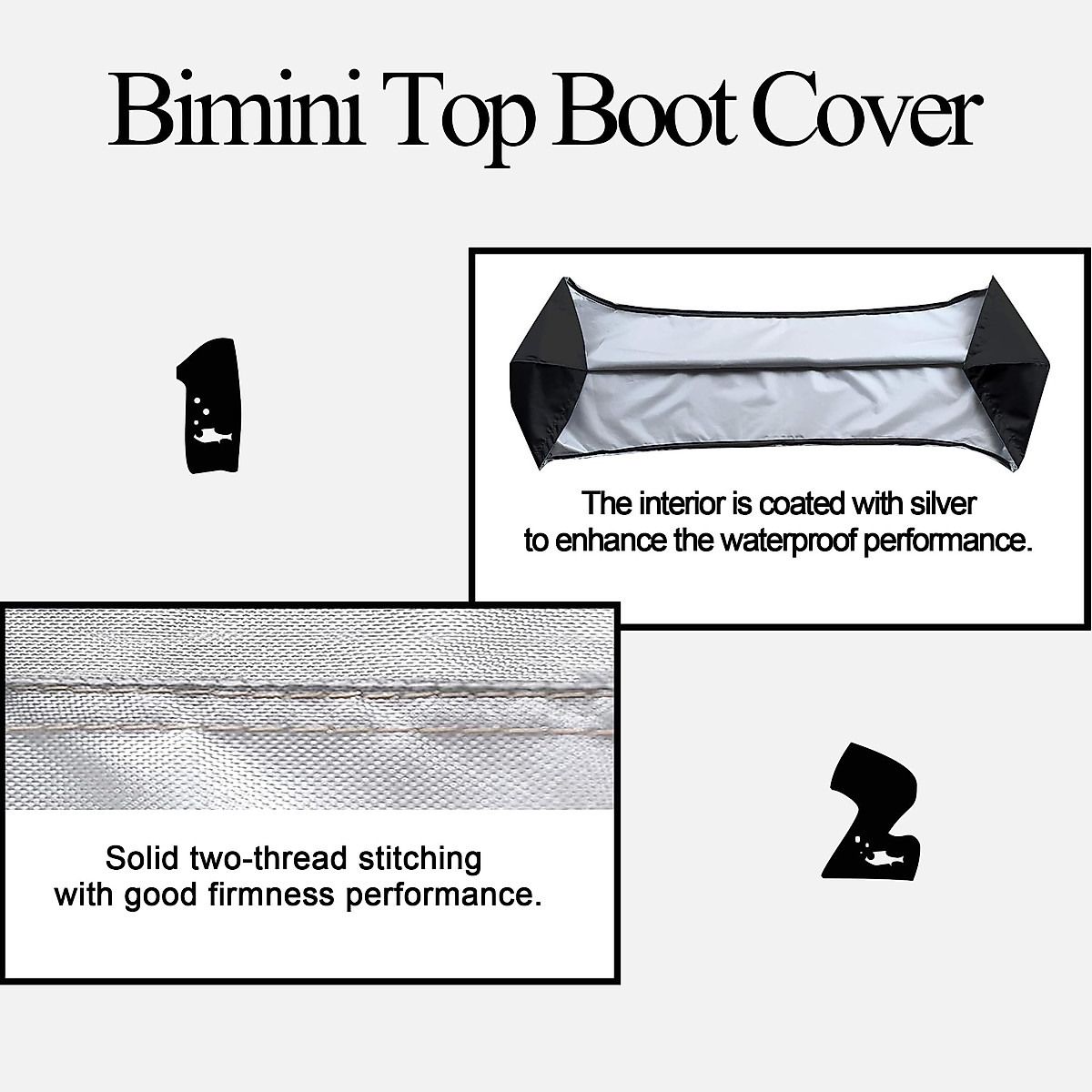 SoGuDio Design with Light Hole Bimini Top Cover,Suitable for 3-4 Bows Tops,Effectively Prevent The Erosion of UV,sea Water in Summer, Designed Resin Zipper Canopy,XL 81-101IN Black (ZYPZ-SJ-HS-002)