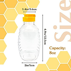 Qinsihwn 16 Pack 8oz Clear Plastic Honey Bottles,Squeeze Honey Container Refillable Food Grade Honey Jar with Leak Proof Flip-top Lid,Squeeze Honey Bottle for Storing and Dispensing