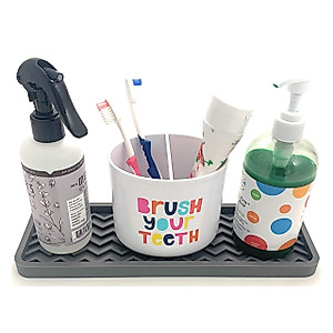 Happitasa Silicone Kitchen Sink Organizer Tray and Sponge Holder | Zigzag Style (Cool Grey, 12" x 4")