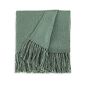 CozeCube Sage Green Throw Blanket for Couch, Boho Throw Blanket with Fringe Tassel, Light Fall Throw Blanket for Bed, Living Room Outdoor, Gift, Sage Green, 50"x60"