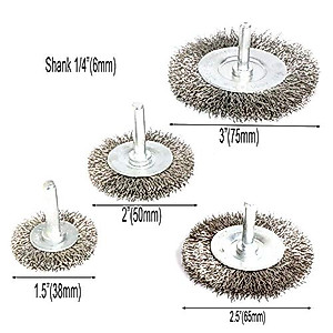 FPPO 7PCS Stainless Steel Wire Wheel Brush, Coarse Crimped Cup Brush and End Brush Kit