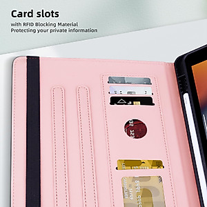 Varohix Case for iPad 10.2 inch 2021/2020/2019(iPad 7th/8th/9th Generation) iPad Air 10.5 Premium Leather Case Folio Magnetic Cover Card Holder with S Pen Holder Auto Sleep/Wake for iPad 10.2,Pink