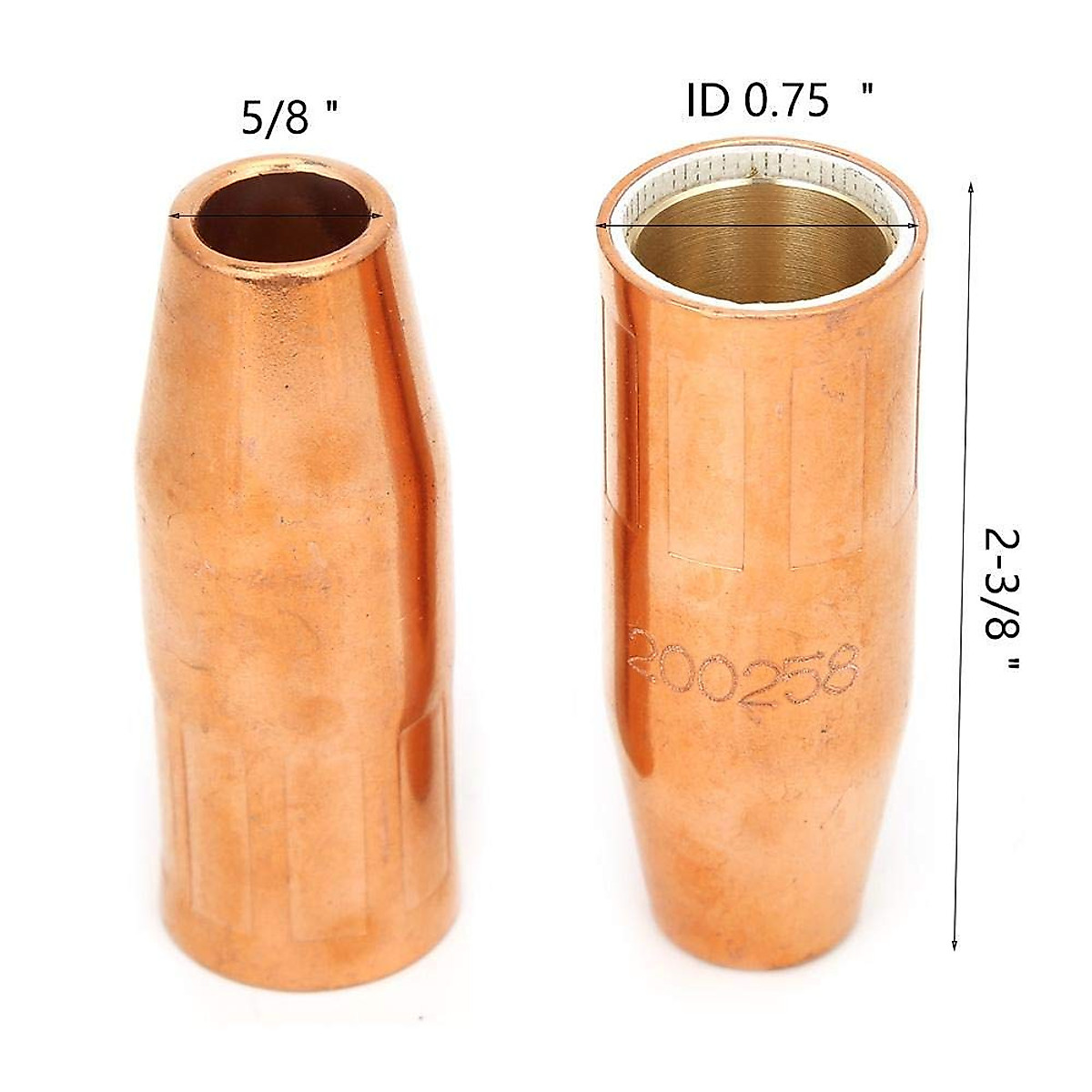 2pcs Welding Gun Nozzles Nozzle 1/2inch Copper CNC Machining Process Welding Consumables for Miller M25/M40 Hobart MIG Gun 200/258