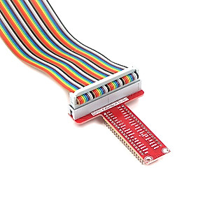 Quluxe 2 Set RPi GPIO Breakout Expansion Board + Ribbon Cable + Assembled T Type GPIO Adapter FC40 40pin Flat Ribbon Cable for Raspberry Pi B+ Kit