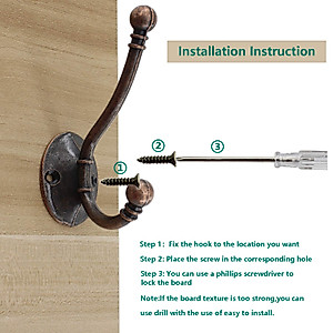 Ulifestar 5 Pack Coat Hooks Wall Mounted, Metal Hooks for Hanging Coats Towels Keys Plants Clothes Bags,Waterproof Rustic Shower Hanger Hooks for Garage Kitchen Bathroom with Screws (Red Copper)