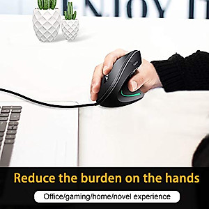 shoplease Wired Vertical Mouse, Optical Ergonomic Mouse with 4 Adjustable 800/1200/2000/3200, 5 Buttons USB Computer Mouse, Better for Large and Medium Sized Hands