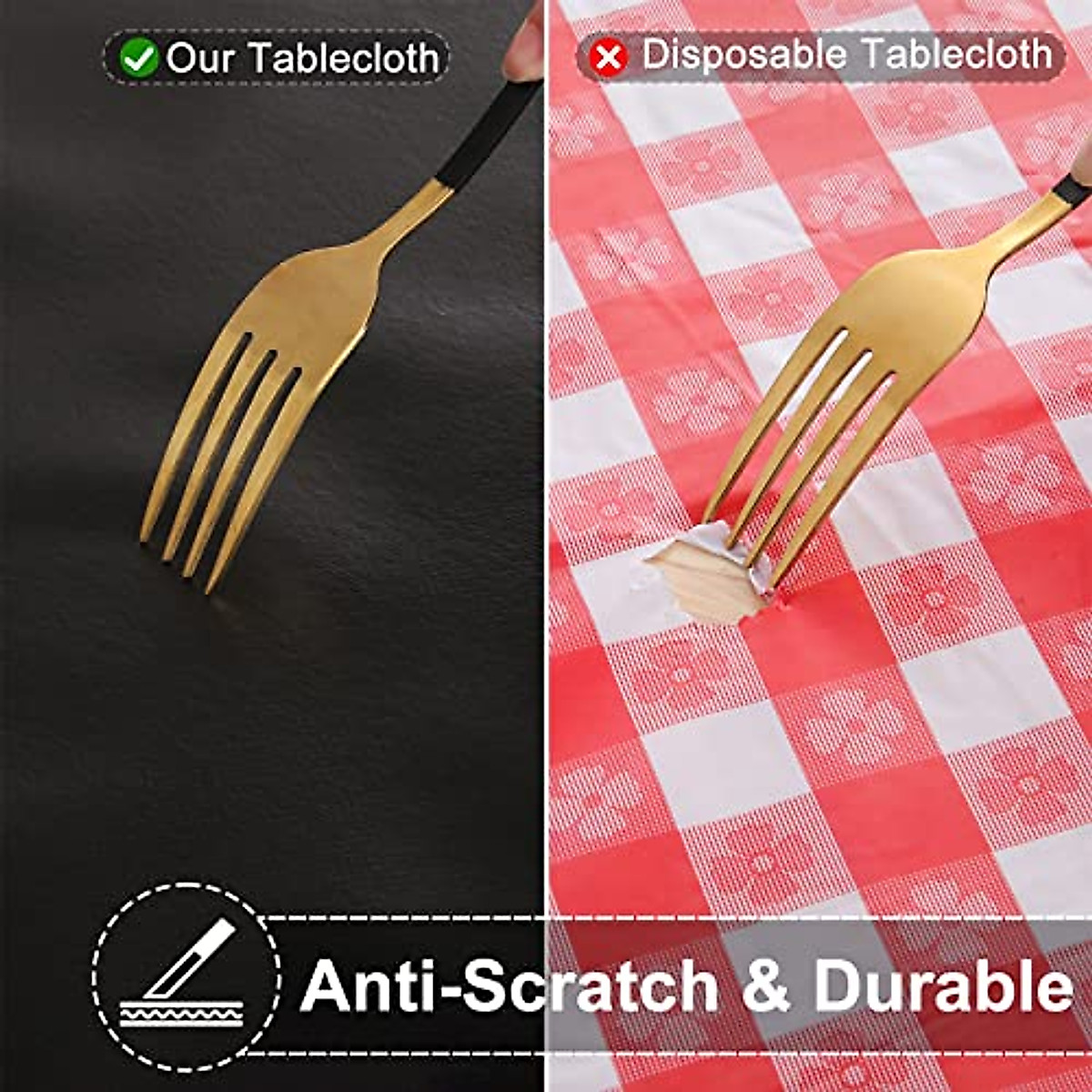 homing Rectangle Vinyl Tablecloth, 100% Waterproof Spillproof Plastic Table Cloth, Wipe Clean Table Cover for Dining Table, Buffet Parties and Camping (Black, 60" x 84")