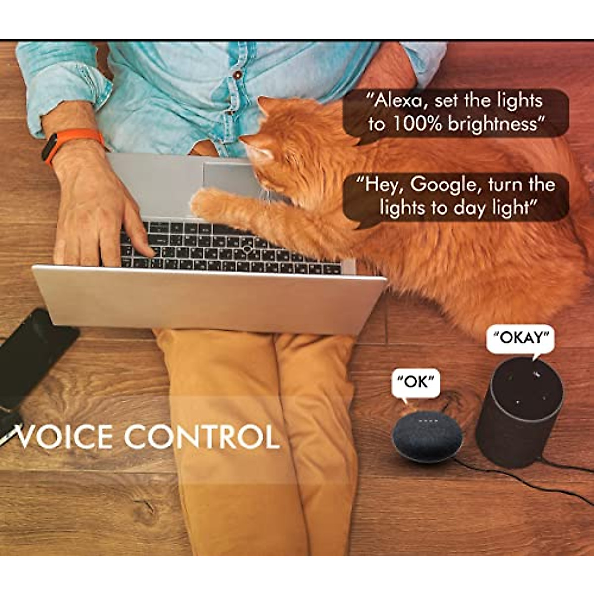 CLOUDY BAY 24 Inch Smart WiFi LED Bathroom Vanity Light,RGB Color Changing Vanity Lighting,Compatible with Alexa and Google Home Assistant,No Hub Required,25W 2700K-6500K,CRI90+ Damp Location