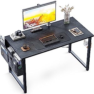 ODK Study Computer Desk 40 inch Home Office Writing Small Desk, Modern Simple Style PC Table with Storage Bag and Headphone Hook, Espresso Gray