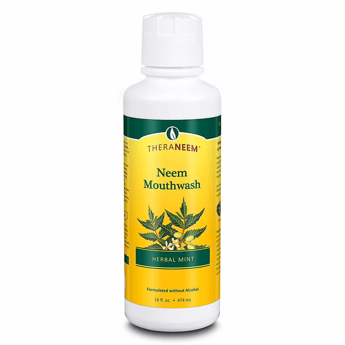 TheraNeem Neem Mouthwash, Herbal Mint | Freshens Breath, Supports Healthy Gums and Teeth, Vegan, Great Mint Taste | 16oz