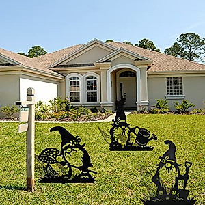 Set of 3 Metal Gnome Garden Stake Decor,Cute Large Yard Planter Oranment Stakes, Funny Outdoor Statues for Sidewalks, Patio, Lawn. Removeable Dawfs Gardening Sign for Home